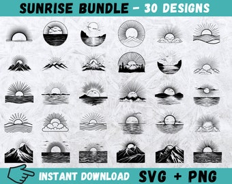 Sunrise SVG, Sun Svg for Cricut, Sunrise Clipart, Sunrise Cut File, Sun ...