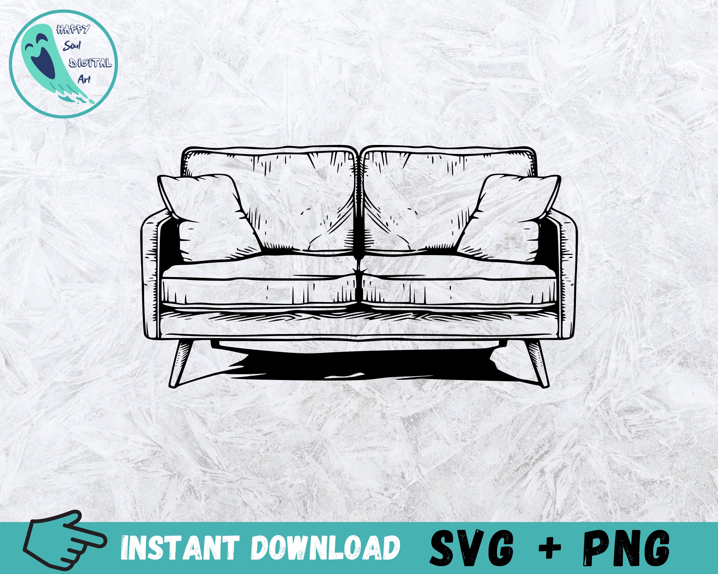 Couch & Sofa Clipart: Hand-drawn Furniture SVG, PNG (instant Download ...