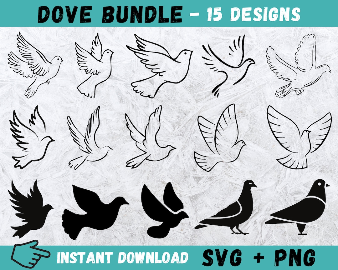 Dove SVG Bundle: 15 Flying Pigeon Designs (digital Download) - Etsy