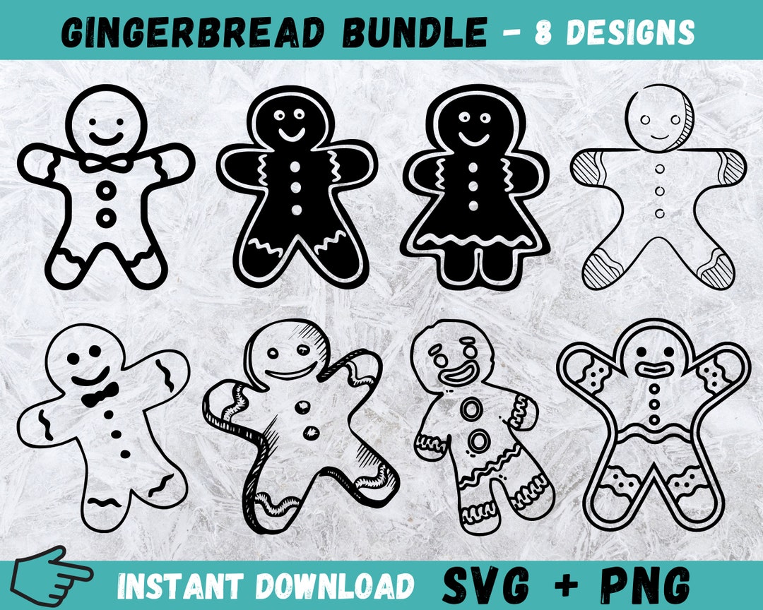 Gingerbread Man SVG Bundle: Christmas Clip Art (digital Download) - Etsy