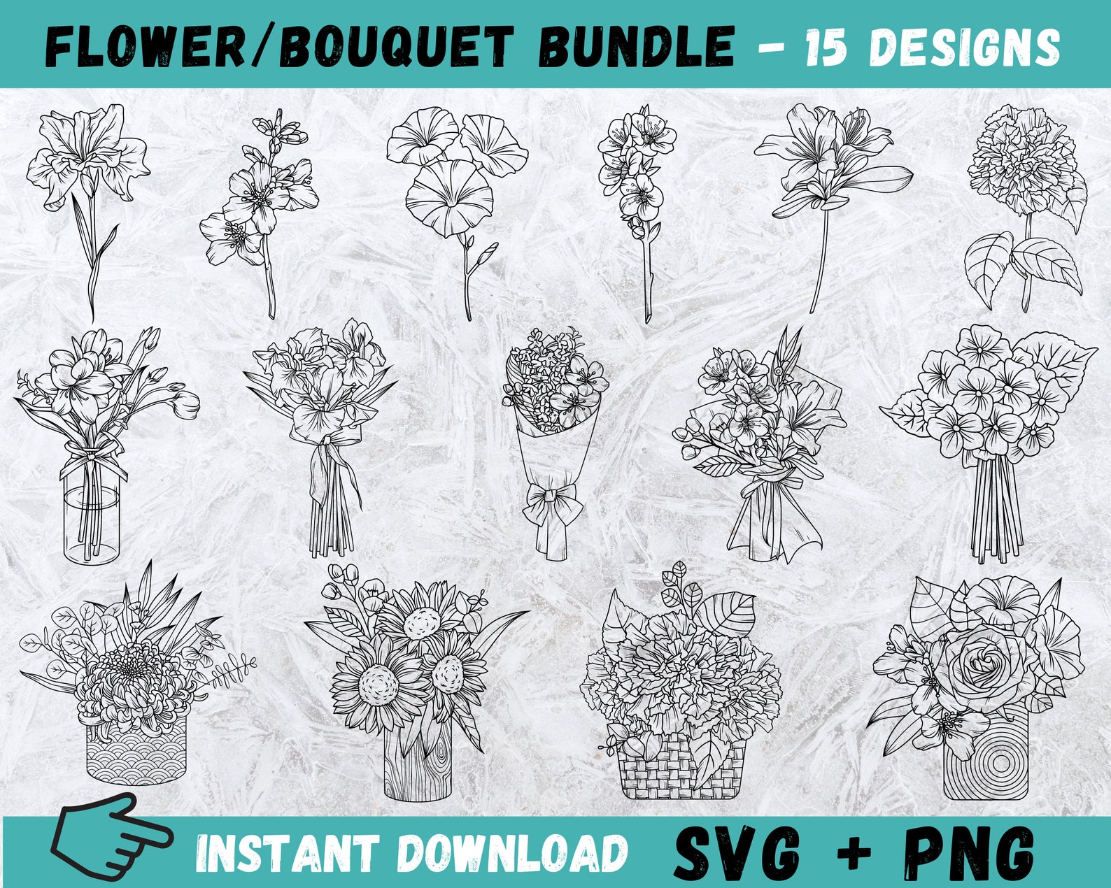 Bouquet Svg Blume SVG Blumen Svg Blumenstrauß SVG - Etsy.de