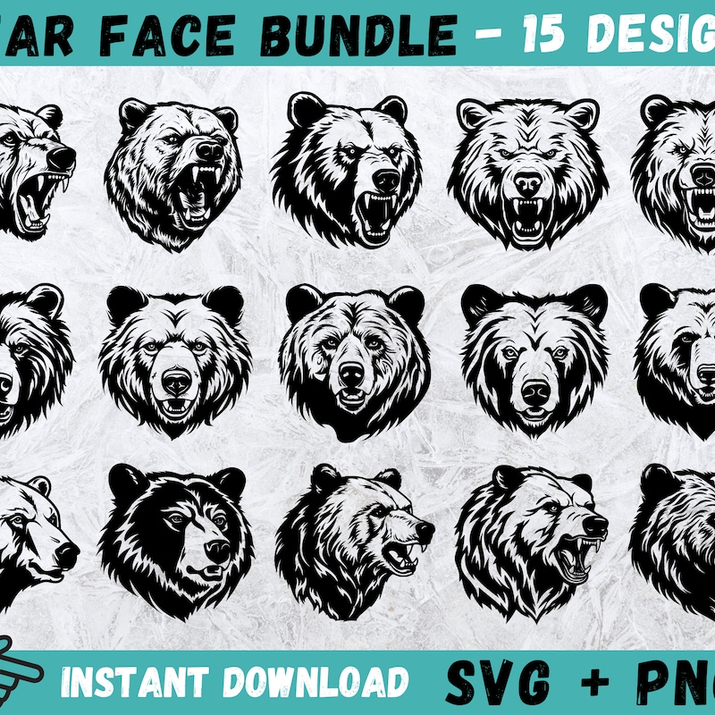 Bear Face Svg - Etsy