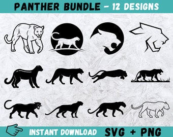 Panther Svg, Panther Svg Bundle, Black Panther Svg, Panther Silhouette ...