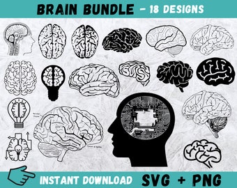 Brain SVG, Human Brain Svg, Brain Clipart, Mind Svg, Brain Svg Bundle ...