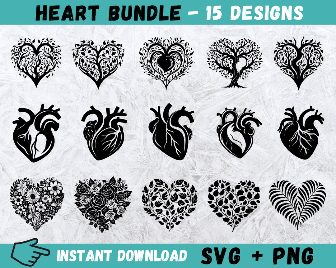 Heart SVG, Heart Clipart, Heart Cut Files, Heart Silhouette, Love Svg ...