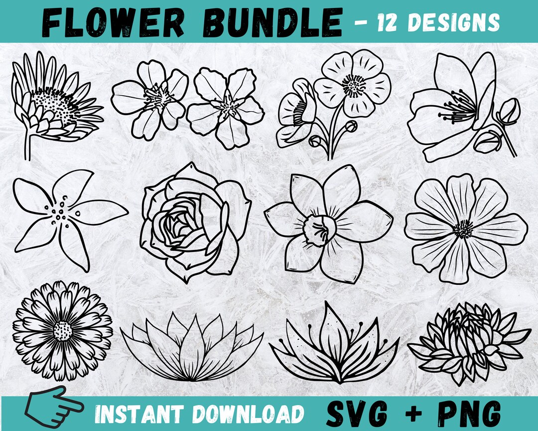 Flower Svg, Flowers Bundle SVG, Wildflower SVG, Flowers Svg, Floral Svg ...