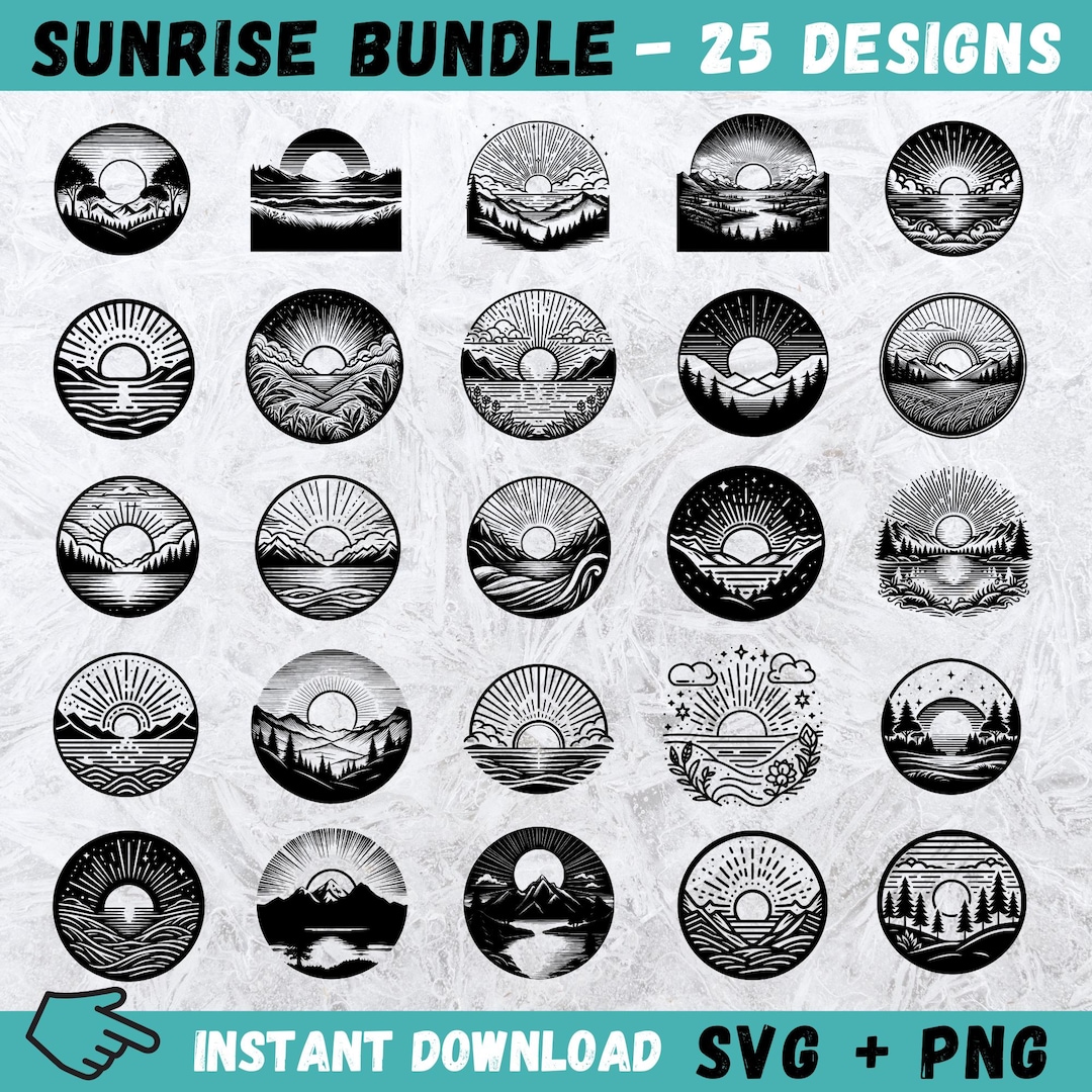 Sunrise SVG Bundle, Sunset SVG, Sun Svg for Cricut, Sunset Silhouette ...