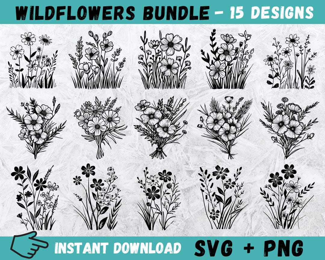 Wildflowers Svg, Floral Bouquet SVG, Wildflower Cricut, Flowers Svg ...