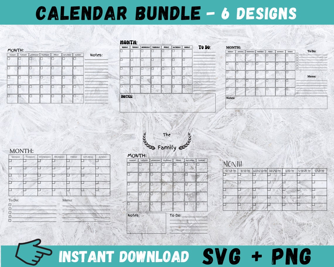 Calendar SVG Calendar Svg Bundle Calendar Cut File Home - Etsy