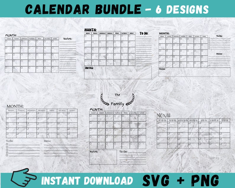Calendar SVG Calendar Svg Bundle Calendar Cut File Home - Etsy