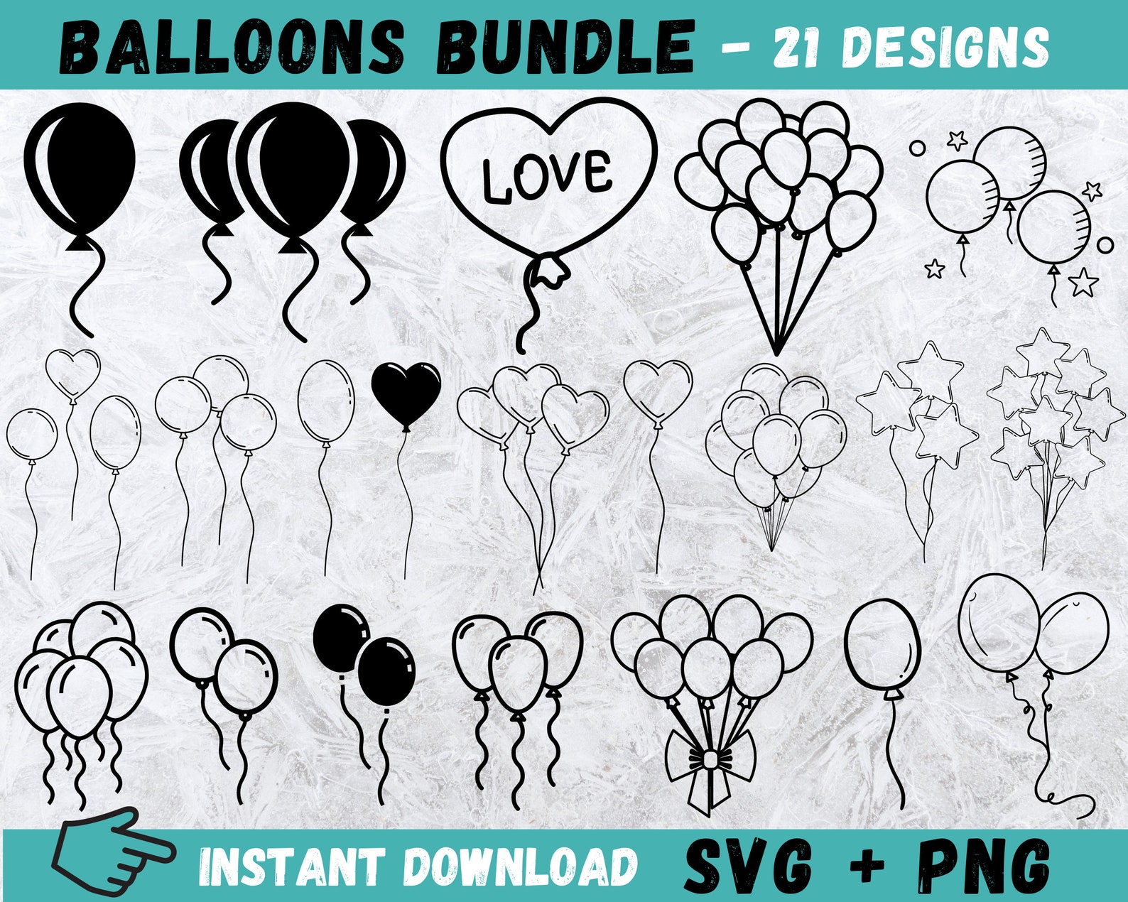 Balloon SVG Bundle: Hand-drawn Clipart (digital Download) - Etsy