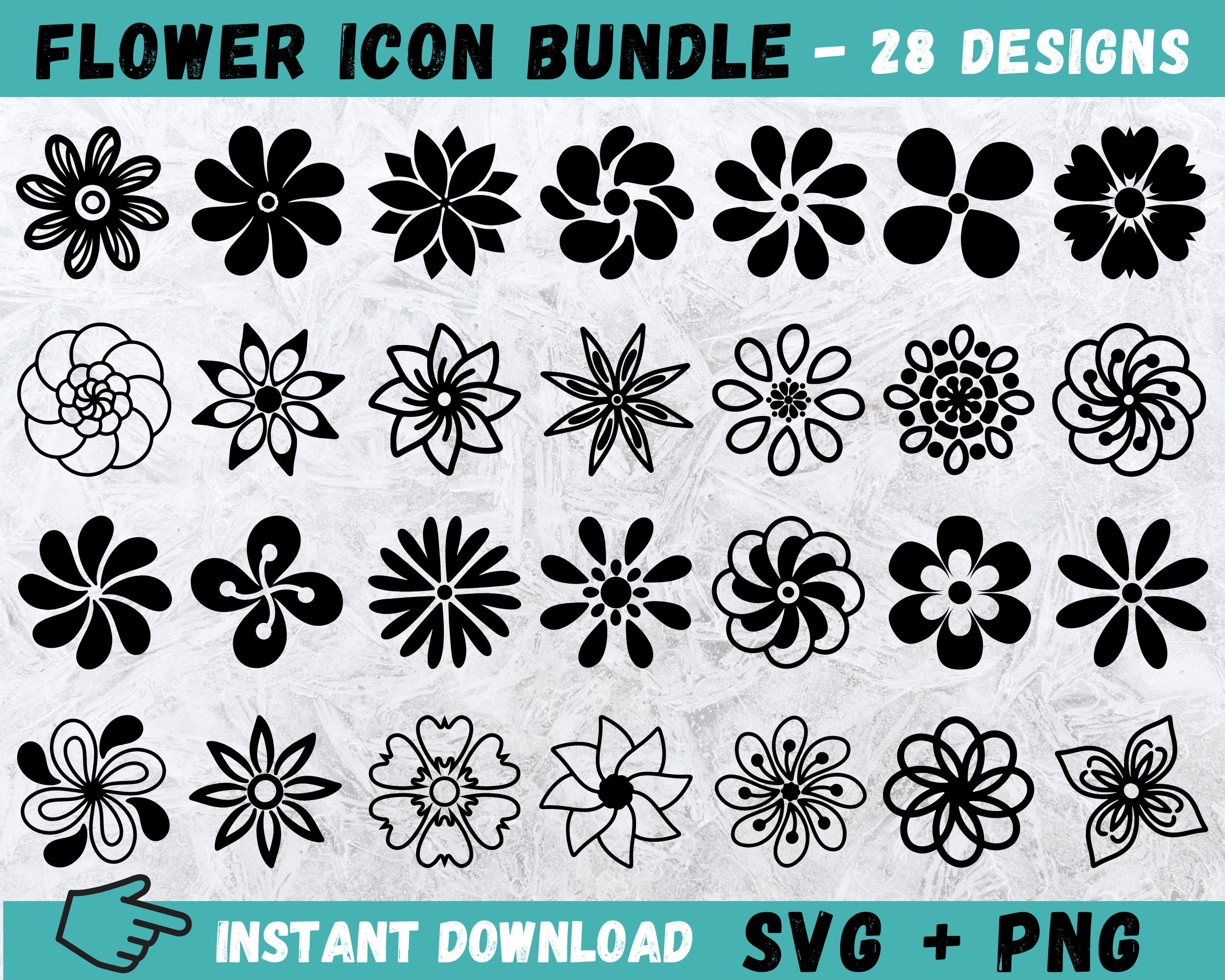 Flower Icon Svg Flower Svg Cute Flower Cricut Flower - Etsy
