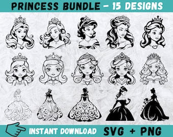 Princess SVG PNG File Instant Digital Download Silhouette - Etsy