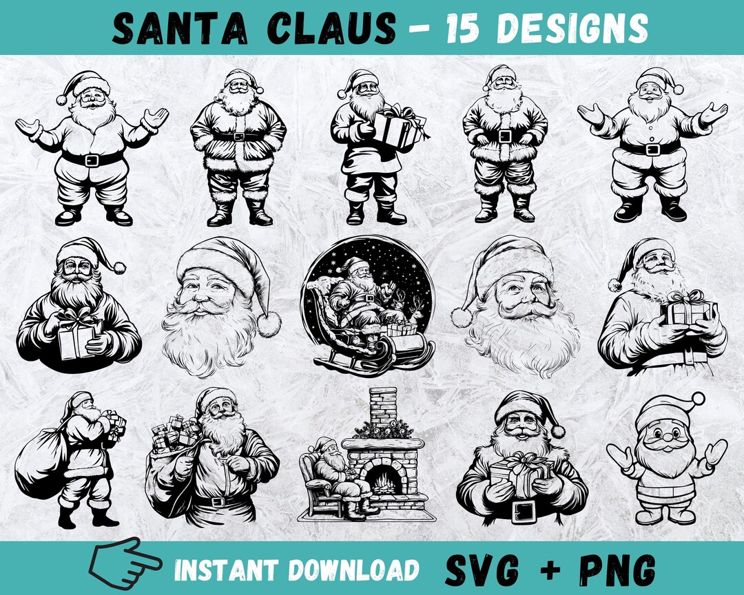Santa SVG, Santa Clipart, Santa Cut Files, Christmas Clip Art, Santa ...