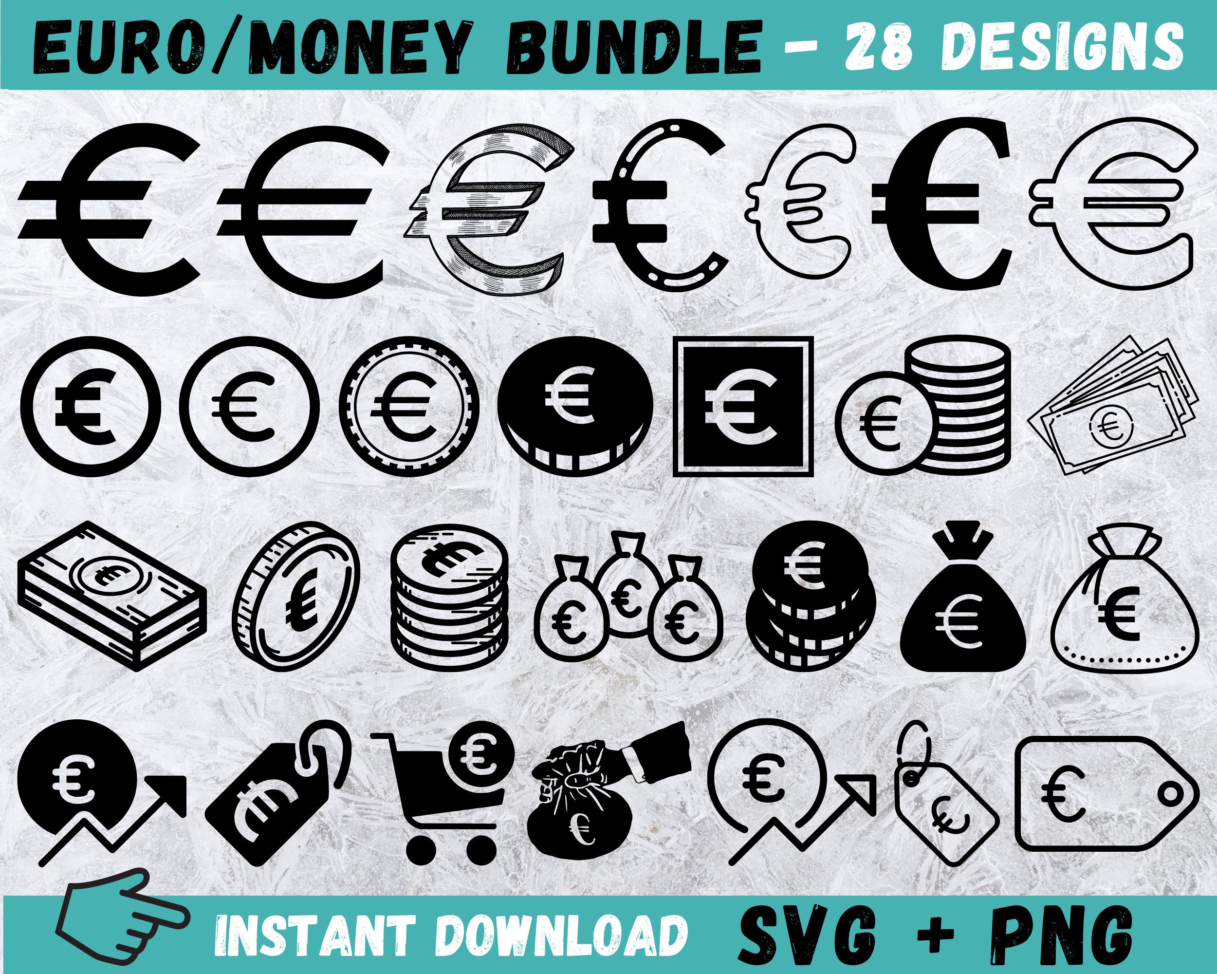 Euro SVG Monay Bag SVG Euro Sign SVG Bundle Euro Sign Clip - Etsy UK