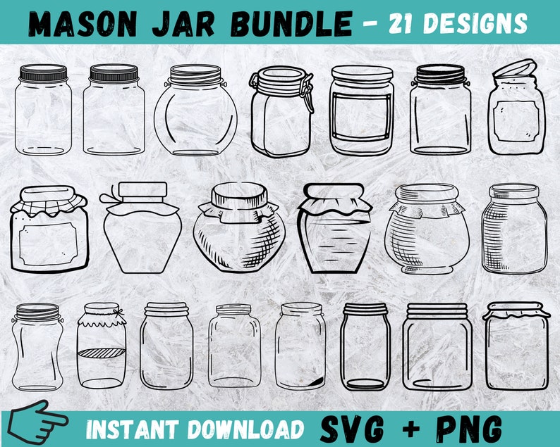 Mason Jar SVG Bundle: Hand-drawn Jar Clipart (digital Download) - Etsy