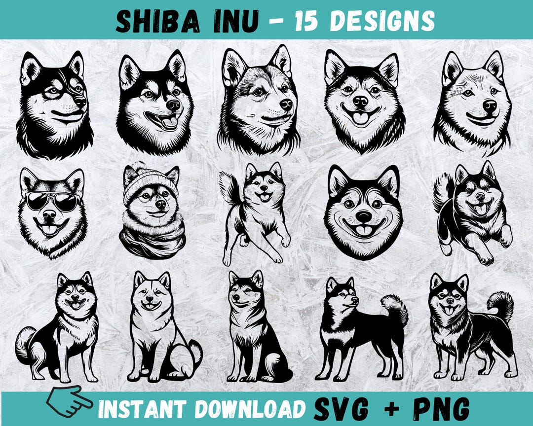 Shiba Inu SVG Bundle: Hand Drawn Dog Clipart (digital Download) - Etsy