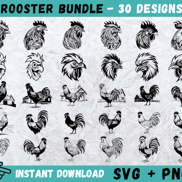 Rooster Svg - Etsy