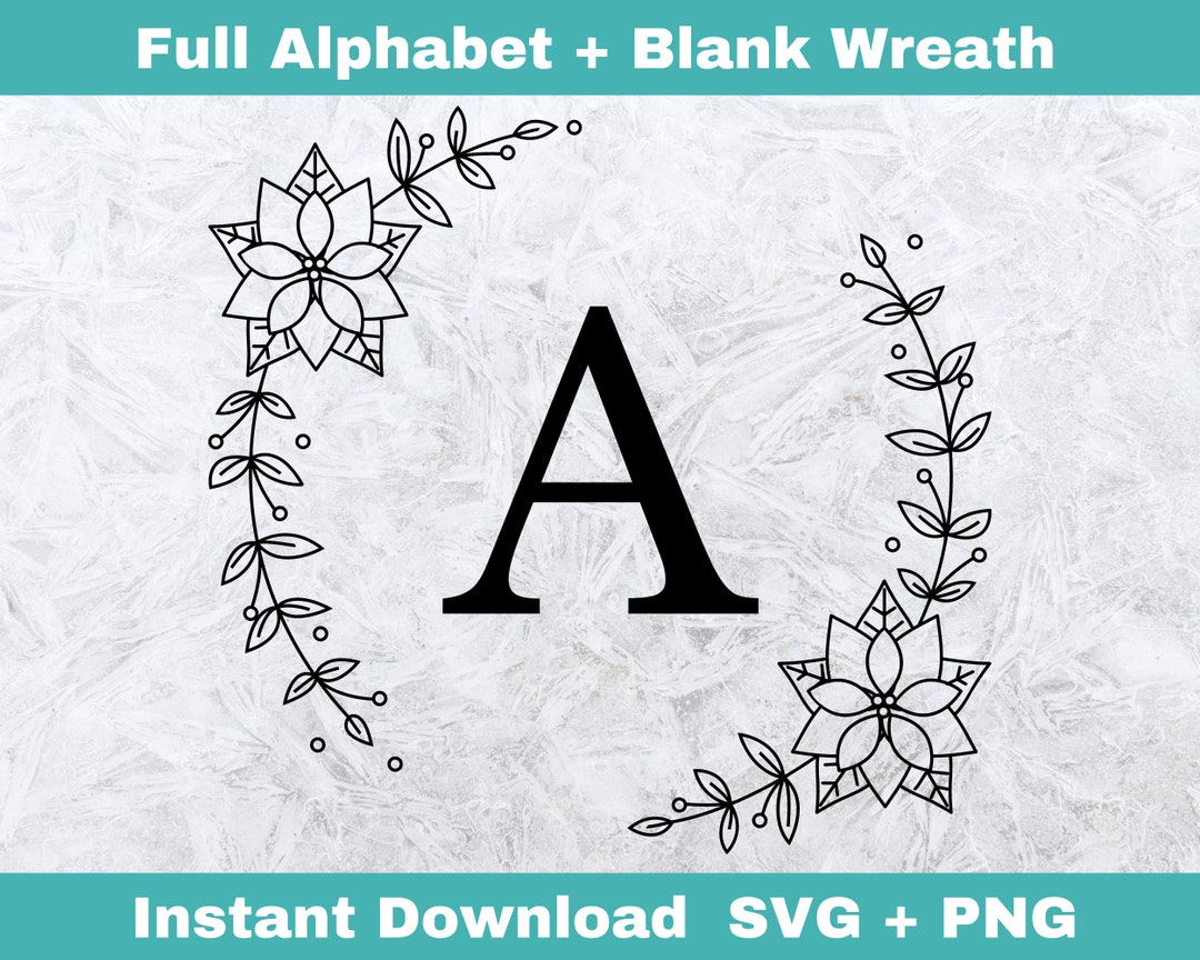 WREATH LETTERS SVG, Laurel Wreath Svg, Laurel Letters Svg, Wreath ...