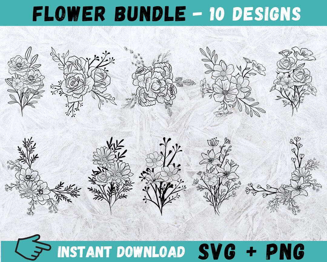 Flower SVG, Floral Svg, Flowers Bundle SVG, Wildflower SVG, Flowers Svg ...