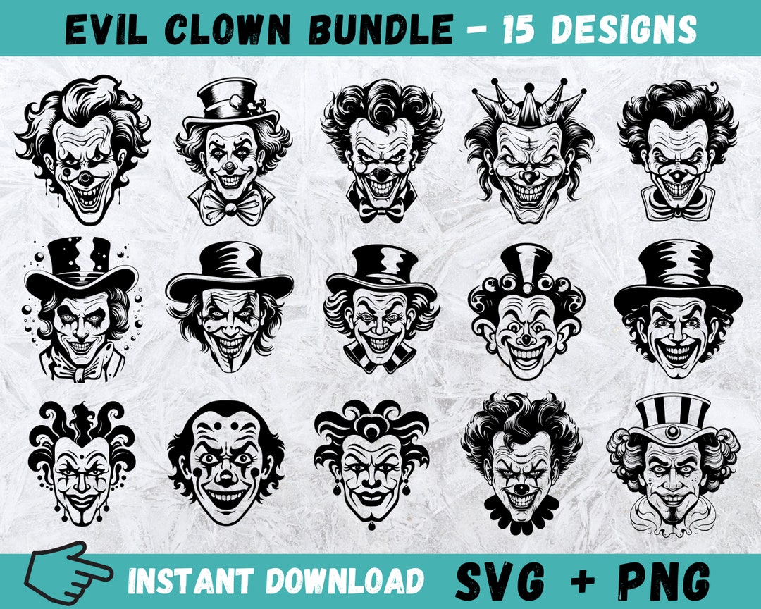Clown SVG, Evil Clown Cricut, Scary Clown Face Svg, Halloween Svg ...