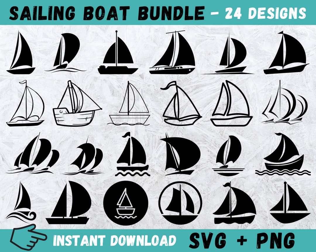 Sailing Boat SVG Bundle: Hand-drawn Clipart (PNG, SVG) - Etsy