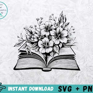 Floral Book SVG, Books With Flowers Svg, Book Cricut, Flowers Book ...