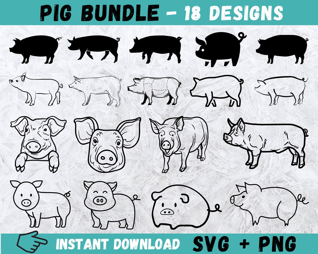 Pig SVG, Pig Head Svg, Pig Cricut, Pig Silhouette, Pig Clip Art, Pig ...