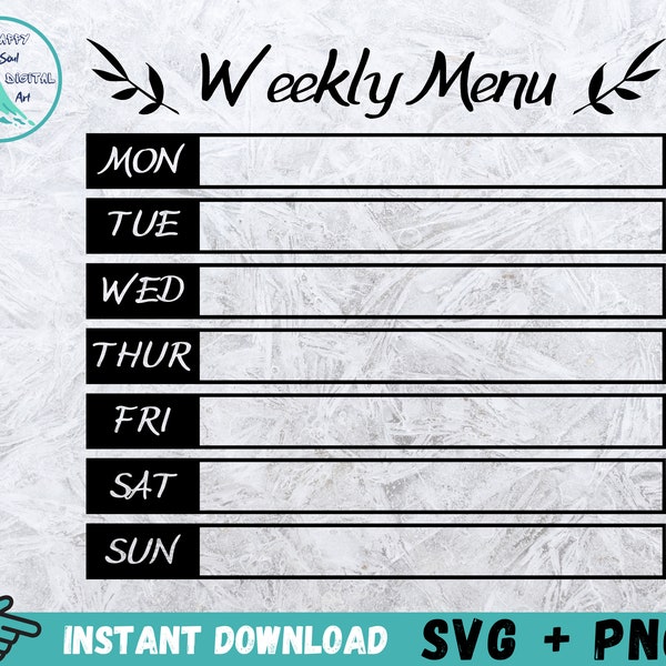 Weekly Menu Svg - Etsy