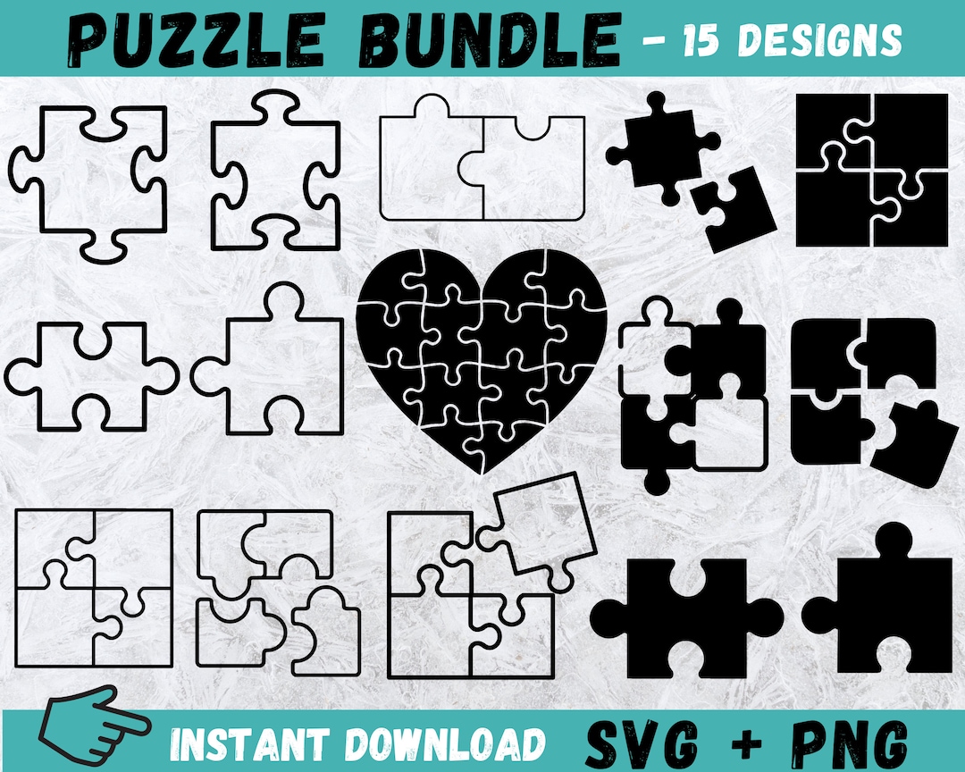 Puzzle Svg, Jigsaw Svg, Puzzle Pieces Bundle, Heart Puzzle Svg, Heart ...