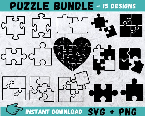 Puzzle Svg Jigsaw Svg Puzzle Pieces Bundle Heart Puzzle | Etsy