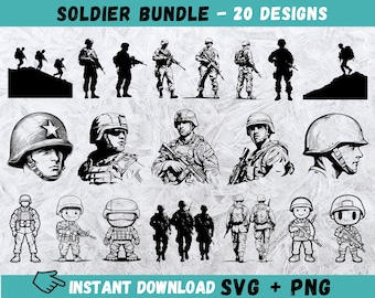 Soldier SVG PNG Bundle, Military Army Clipart, American Soldier Designs ...