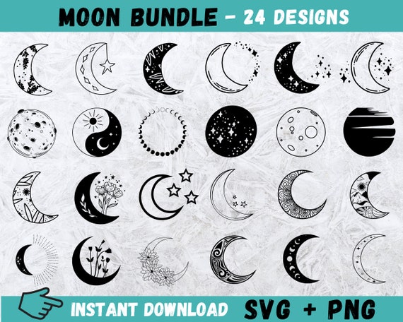 Moon SVG Eclipse Svg Boho Moon Svg Moon and Stars SVG Moon - Etsy
