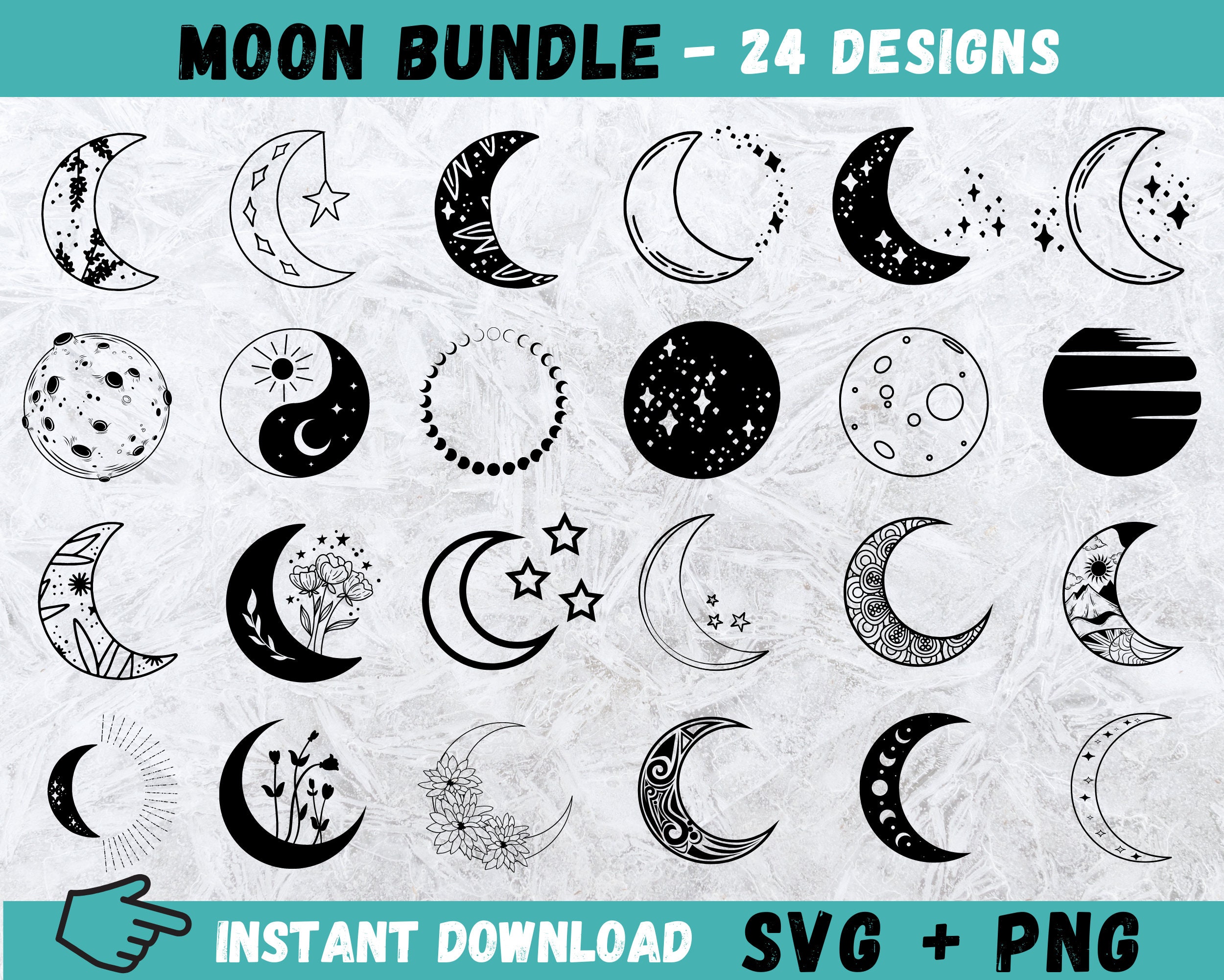 Moon SVG Eclipse Svg Boho Moon Svg Moon and Stars SVG Moon - Etsy