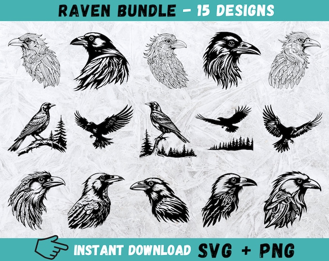 Raven Svg. Raven Silhouette Cut Files. Raven Clipart. Raven on Tree ...