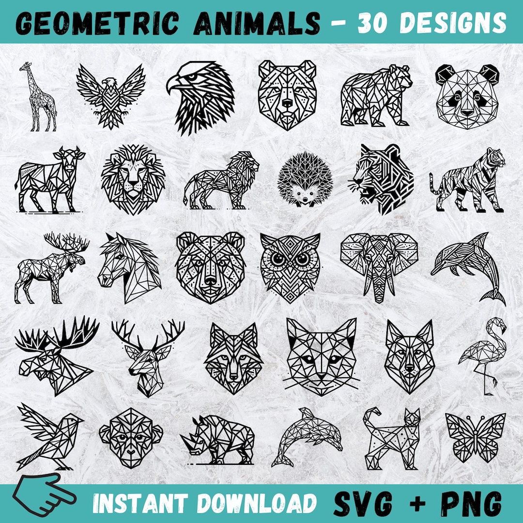 Geometric Animal SVG, Geometric Wildlife Svg, Animal Clipart, Animals ...