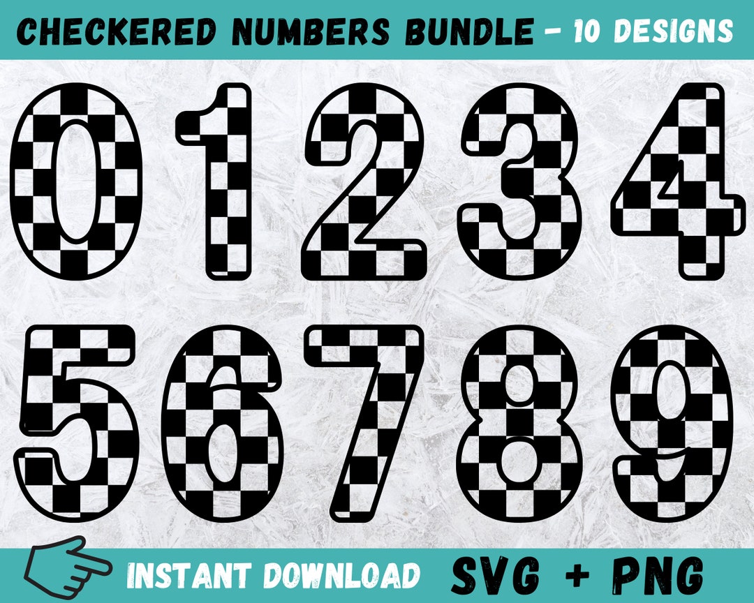 Checkered Racing Numbers SVG: DIY Designs Bundle (instant Download) - Etsy