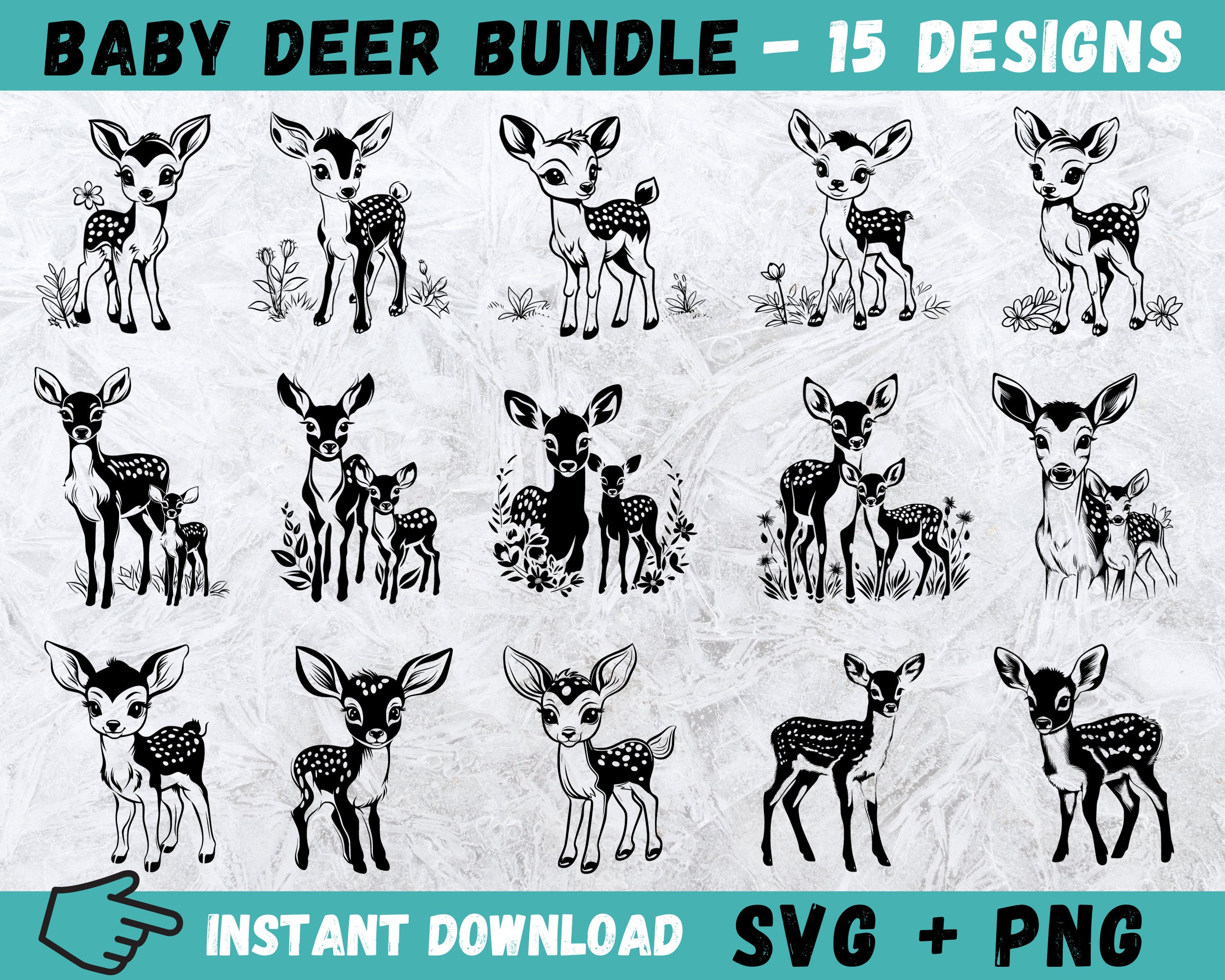 Baby Deer Clipart Black And White
