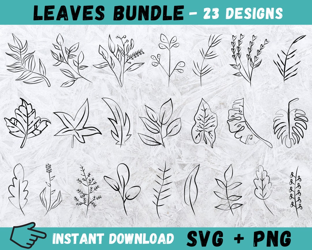 Leaf SVG, Leaves Svg, Hand Drawn Leaves Svg, Leaf Cricut, Leaf Bundle ...