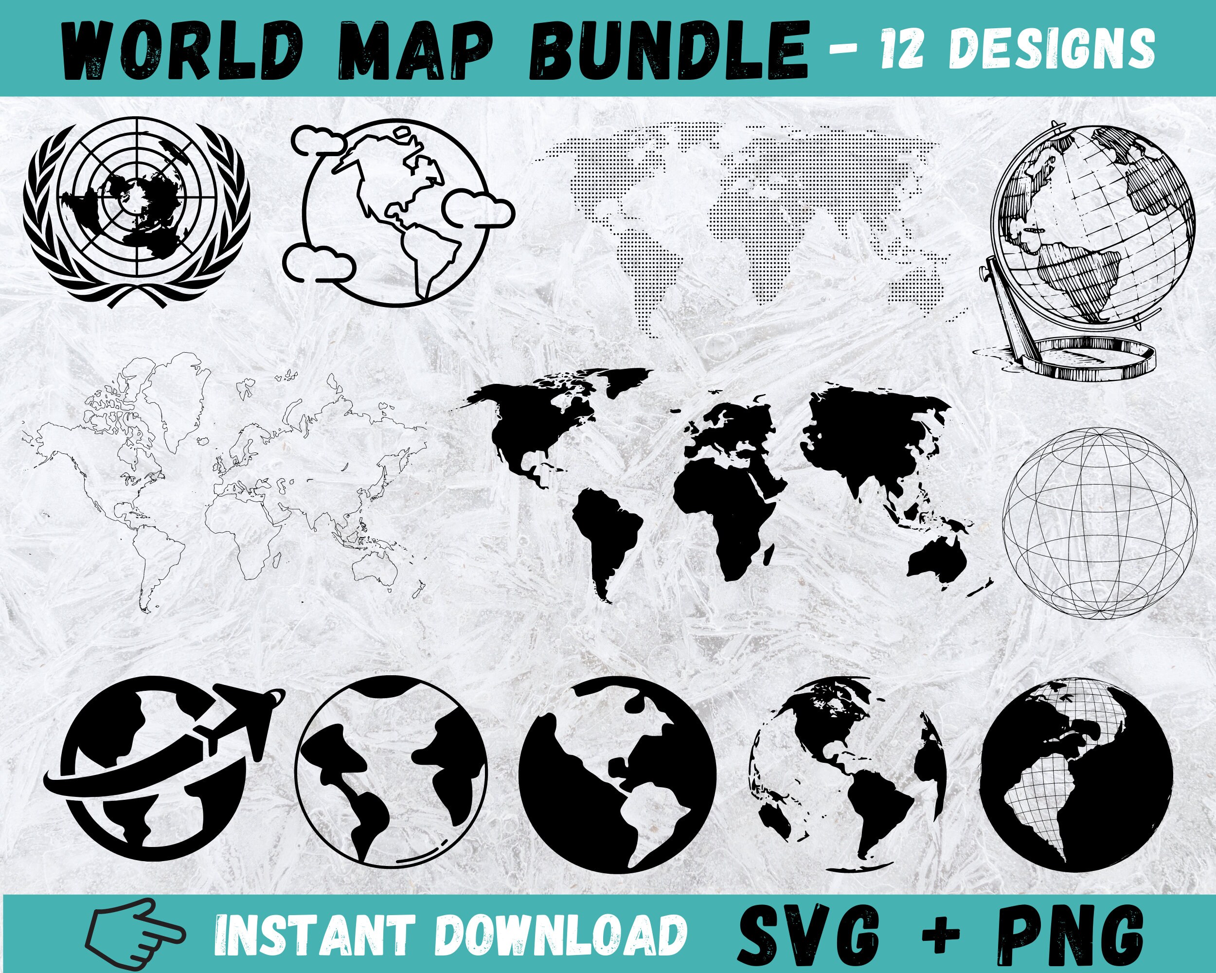 World Map SVG Map Svg Earth Svg World Svg Globe Svg - Etsy UK