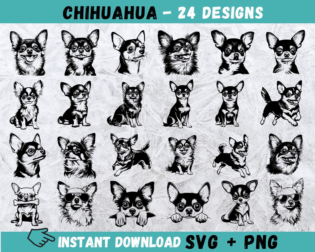 Chihuahua SVG Clipart Bundle: Hand-drawn Dog Designs (instant Download ...