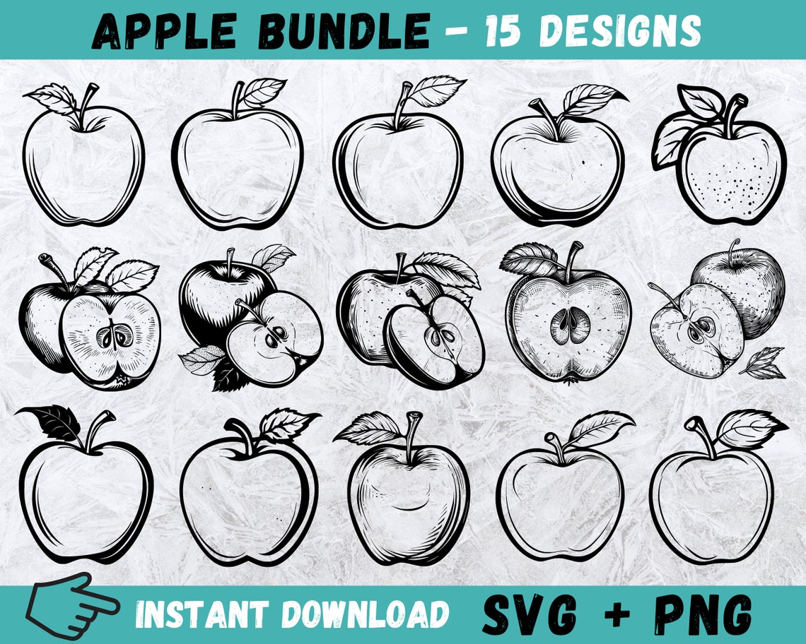 Apple SVG Bundle: Hand-drawn Fruit Designs (digital Download) - Etsy