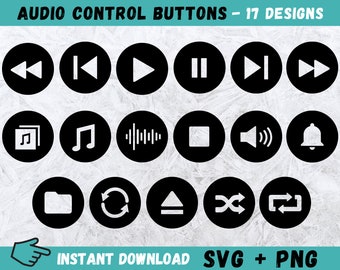 Audio Control Buttons Svg Music Player Glass Art Svg Audio - Etsy