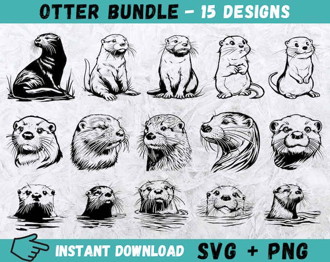 Playful Otter SVG and PNG Bundle | Cute Otter Laser Cutting, Cricut ...