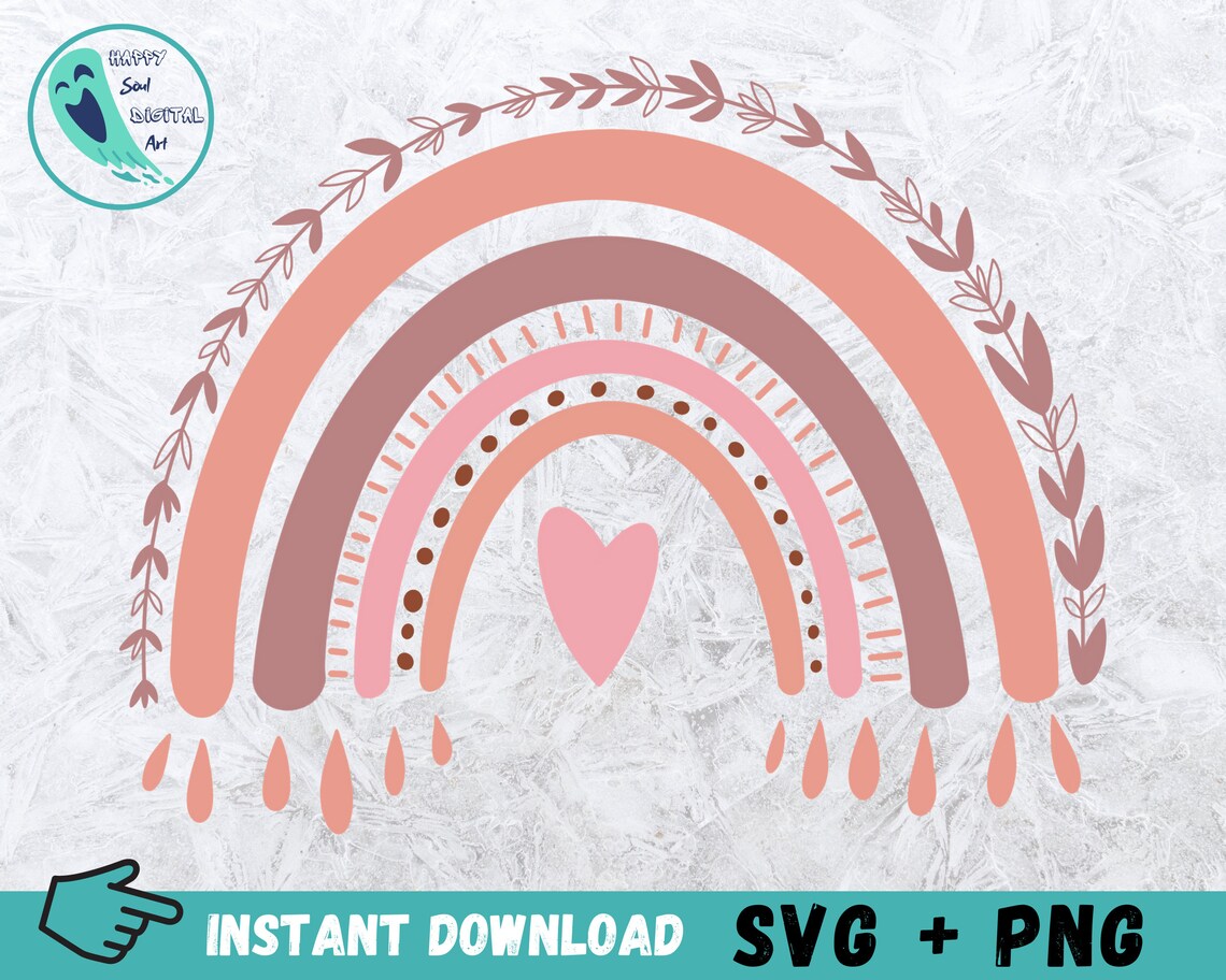 Boho Rainbow SVG Rainbow Svg Hand Drawn Rainbow SVG Pastel | Etsy