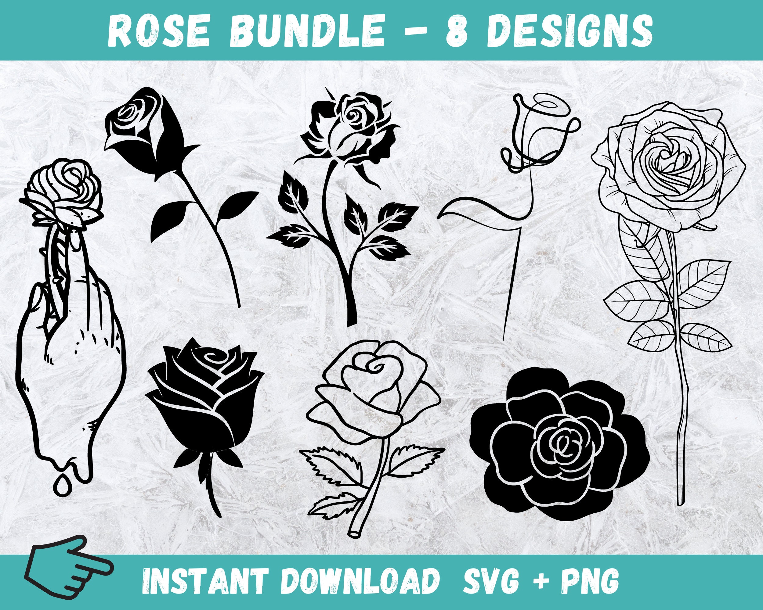 Roses SVG Flower SVG Rose Silhouette Rose Svg SVG Cut - Etsy