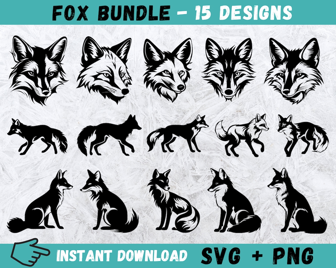 Hand Drawn Fox SVG Bundle: Wildlife Clipart, Cricut Cut Files (instant ...