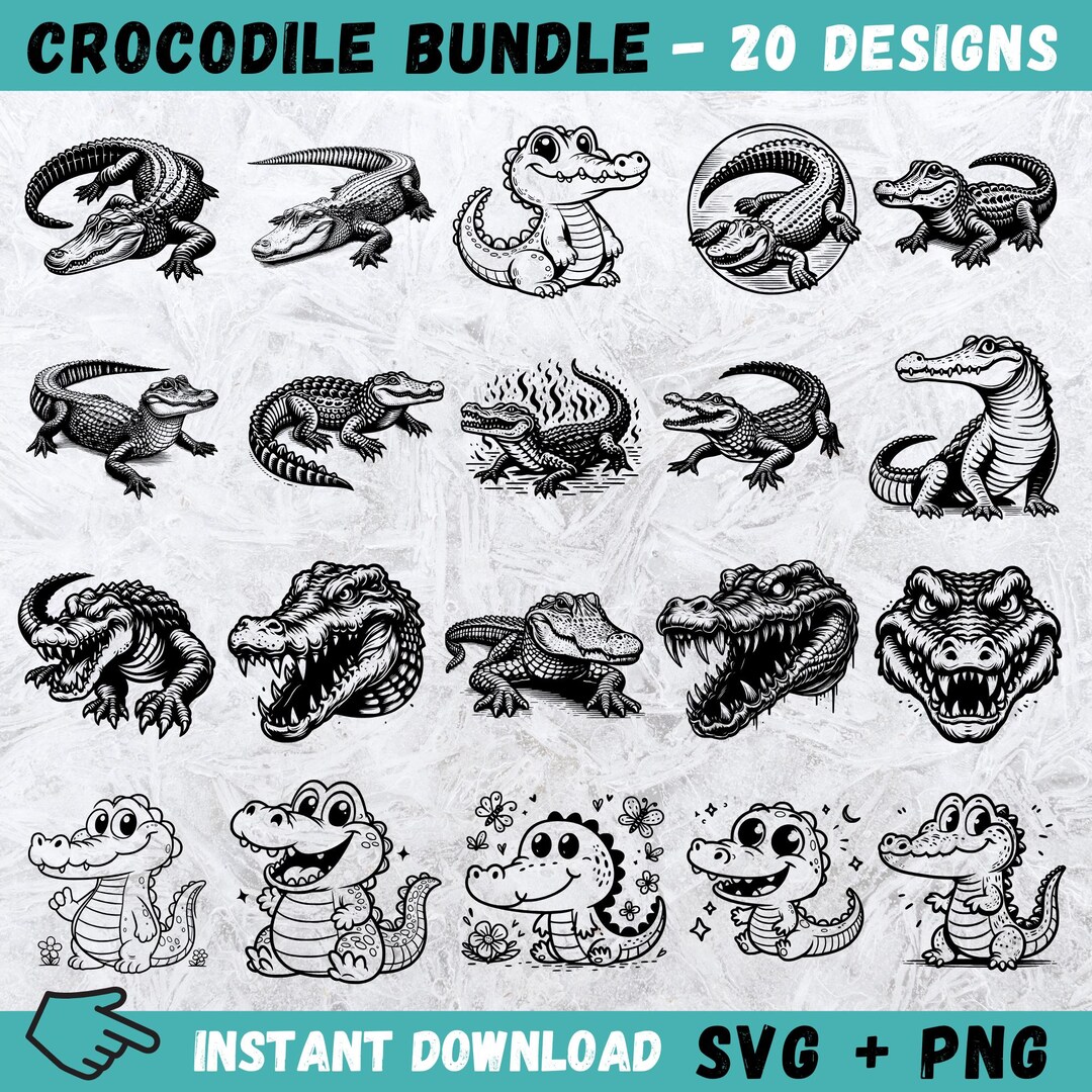Crocodile SVG Bundle: Alligator Clipart, Cut Files (digital Download ...