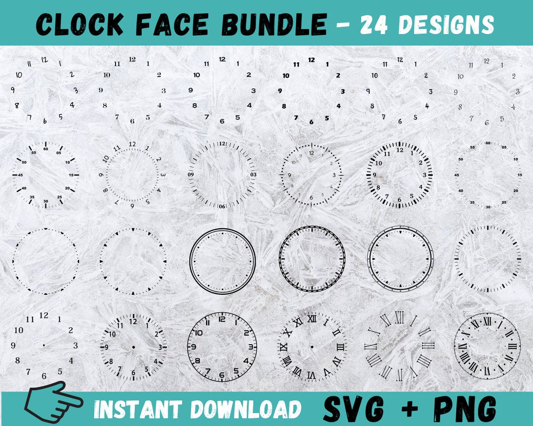 Clock Face SVG Bundle: 24 Hand-drawn Designs (digital Download) - Etsy