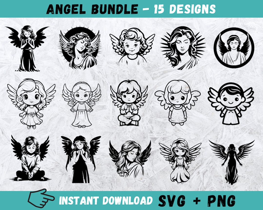 Angel SVG Bundle, Angel Cricut, Kid Angel Silhouette, Angel Cut File ...